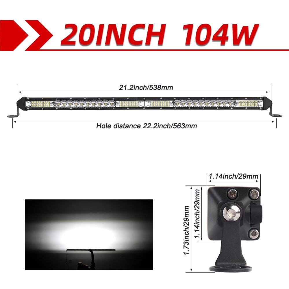CO LIGHT Super Slim Led Work Light 12V 24V 12~52inch Led Bar Combo Spot ...