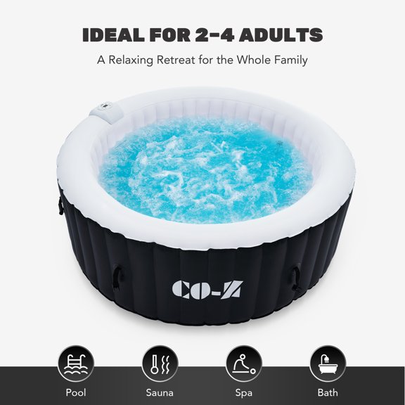 CO-Z Inflatable Spa Tub with 120 Air Jets Heater Electric Pump Outdoor ...