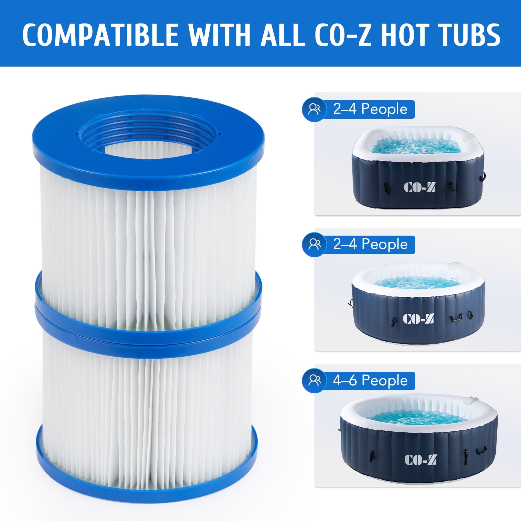 CO-Z 2pc Pool Filter Cartridges for Inflatable Hot Tubs & Swimming ...