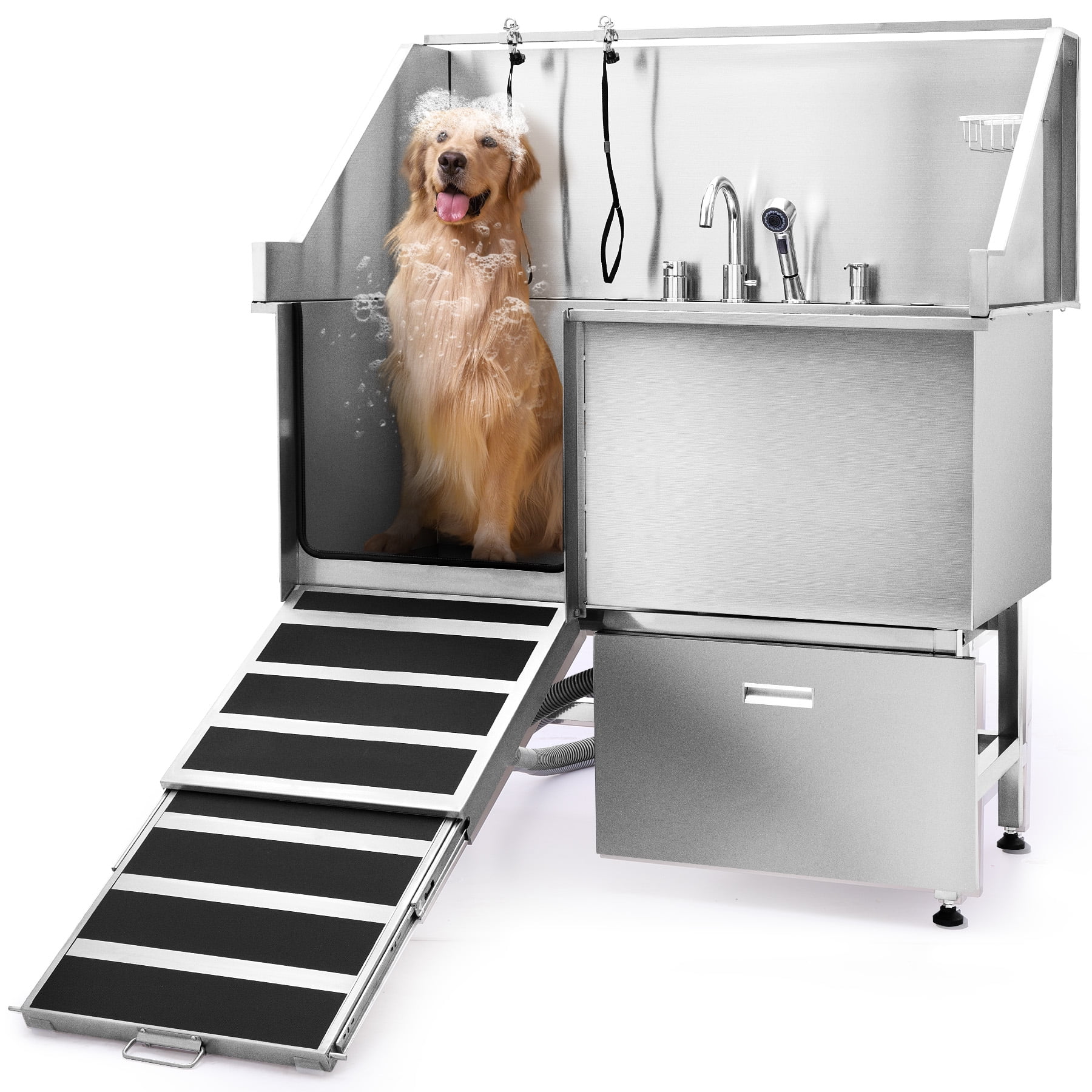 CO-Z 50 in Dog Grooming Tub with Nonskid Retractable Ramp for Large ...