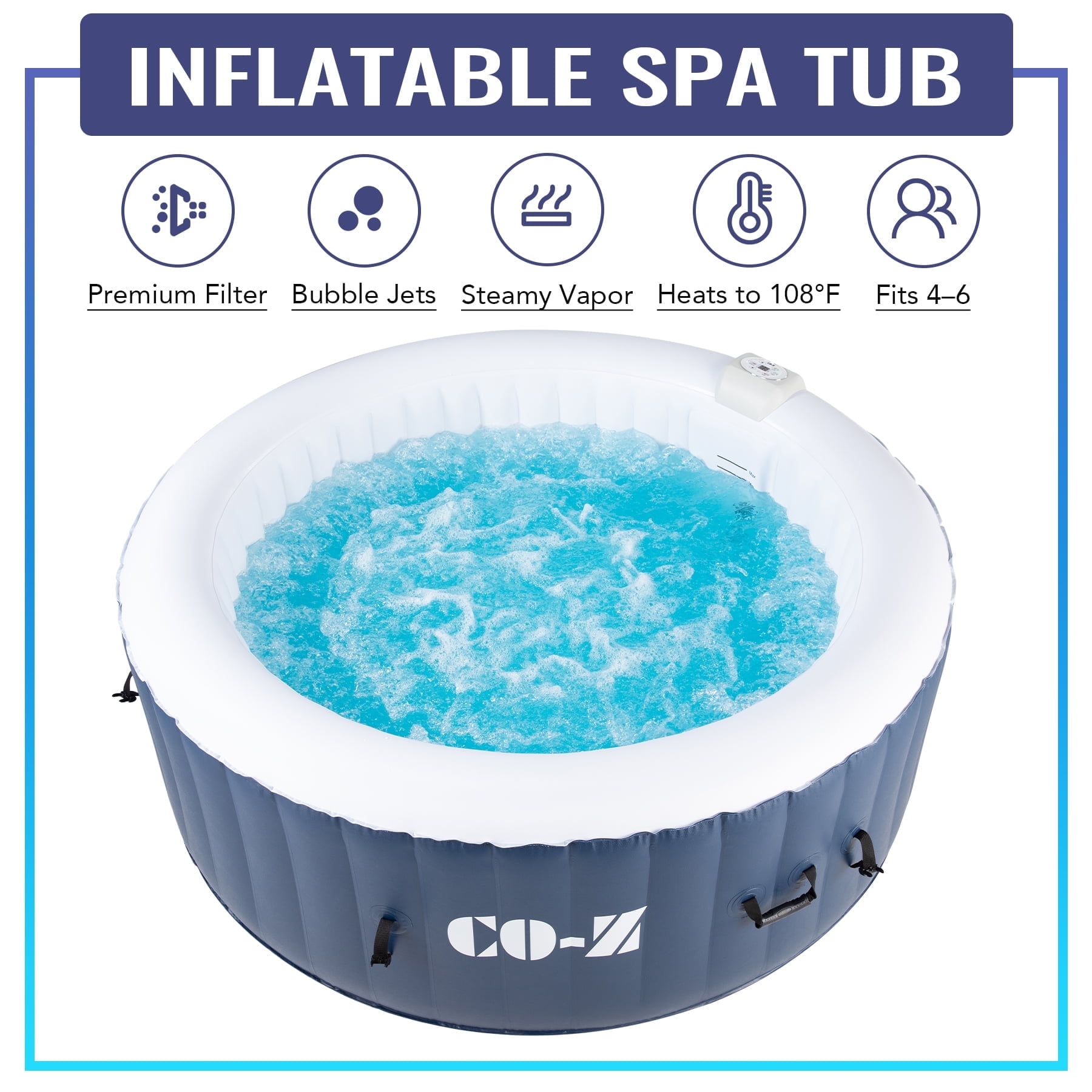 CO-Z Portable Inflatable Hot Tub, 6.8ft PVC, 140 Air Jets, Ideal for 4 ...