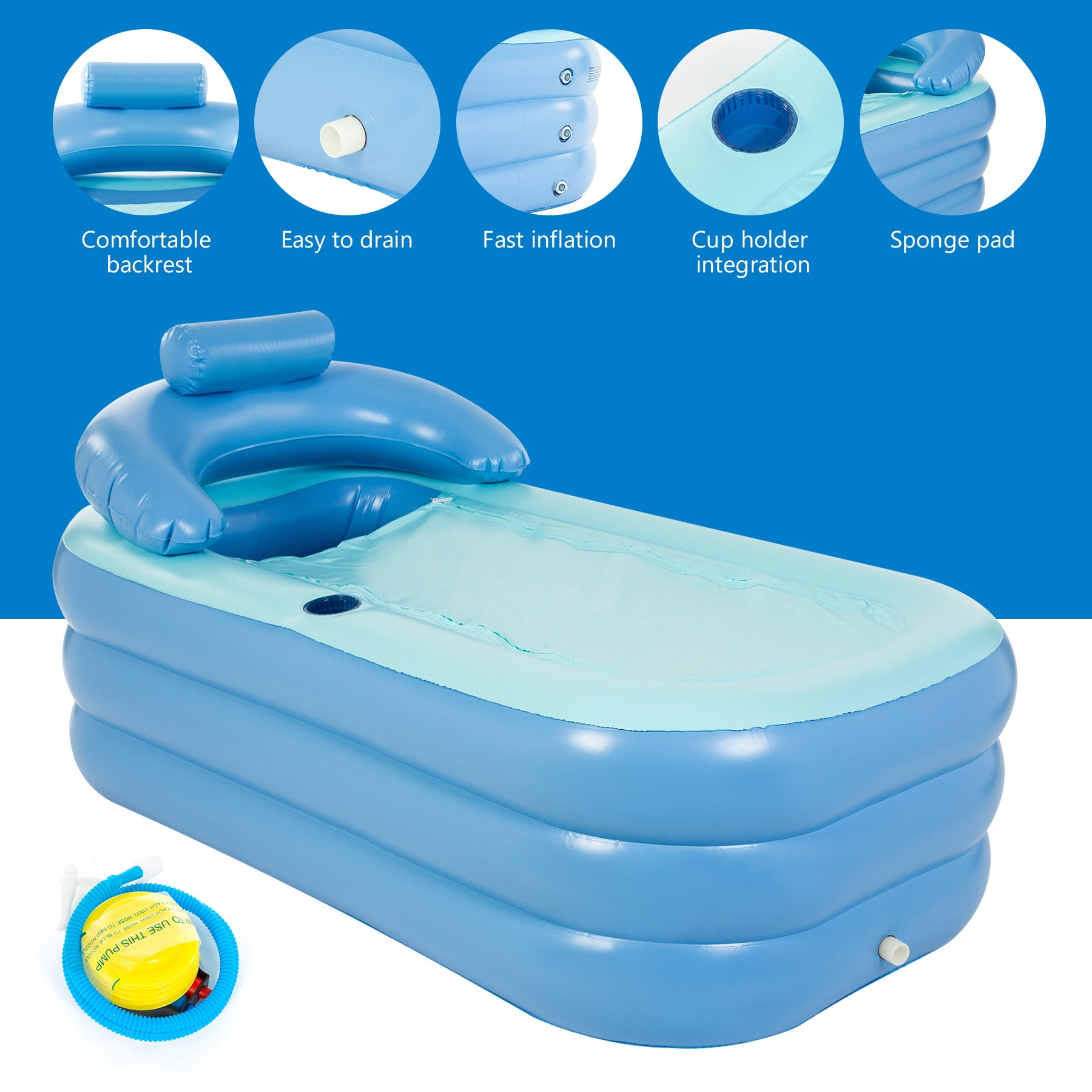 CO-Z 63" Portable Bathtubs For Adult Portable Bathtubs Foldable Spa ...