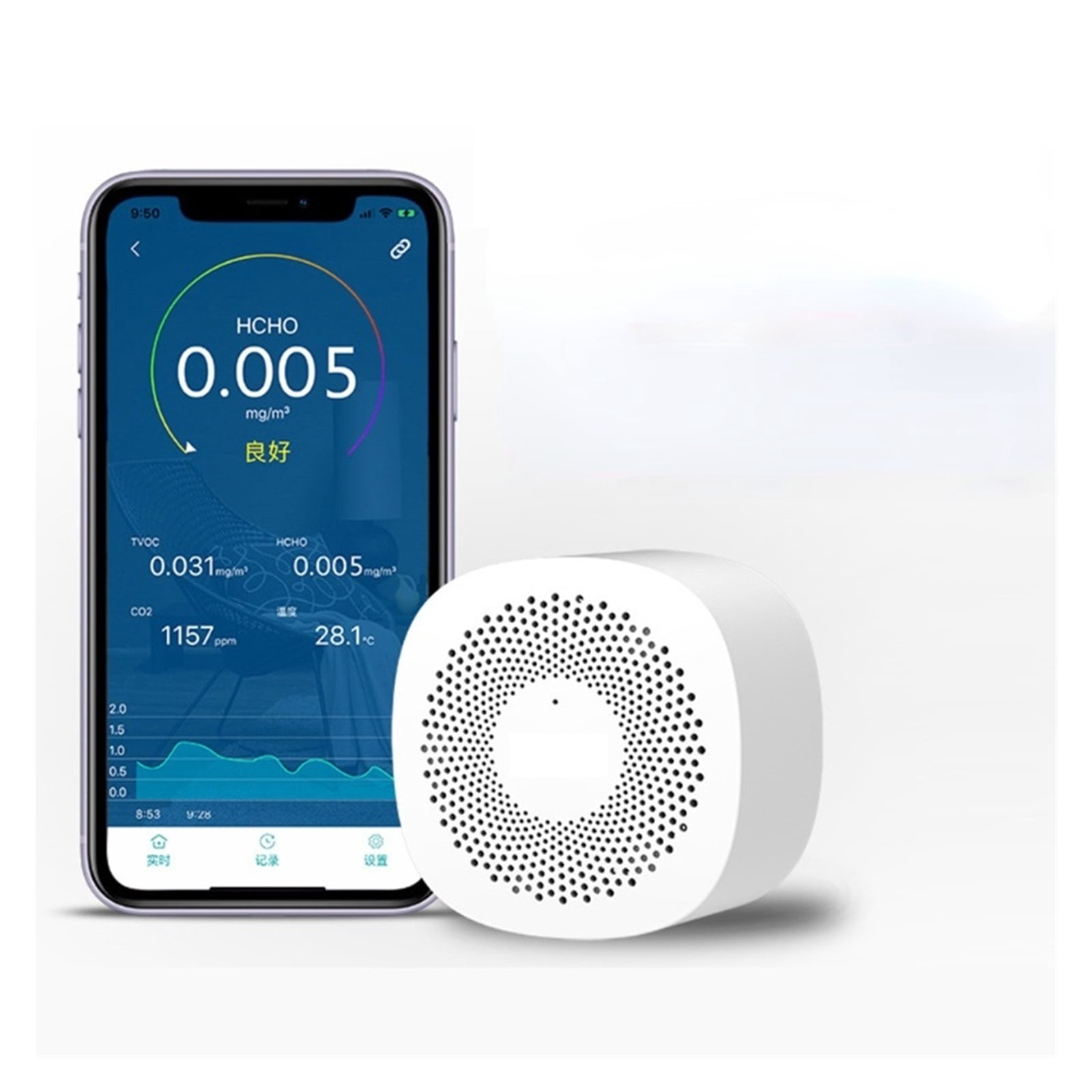 CO2 Meter Sensor Air Quality Monitor Tester Phone APP Monitor ...