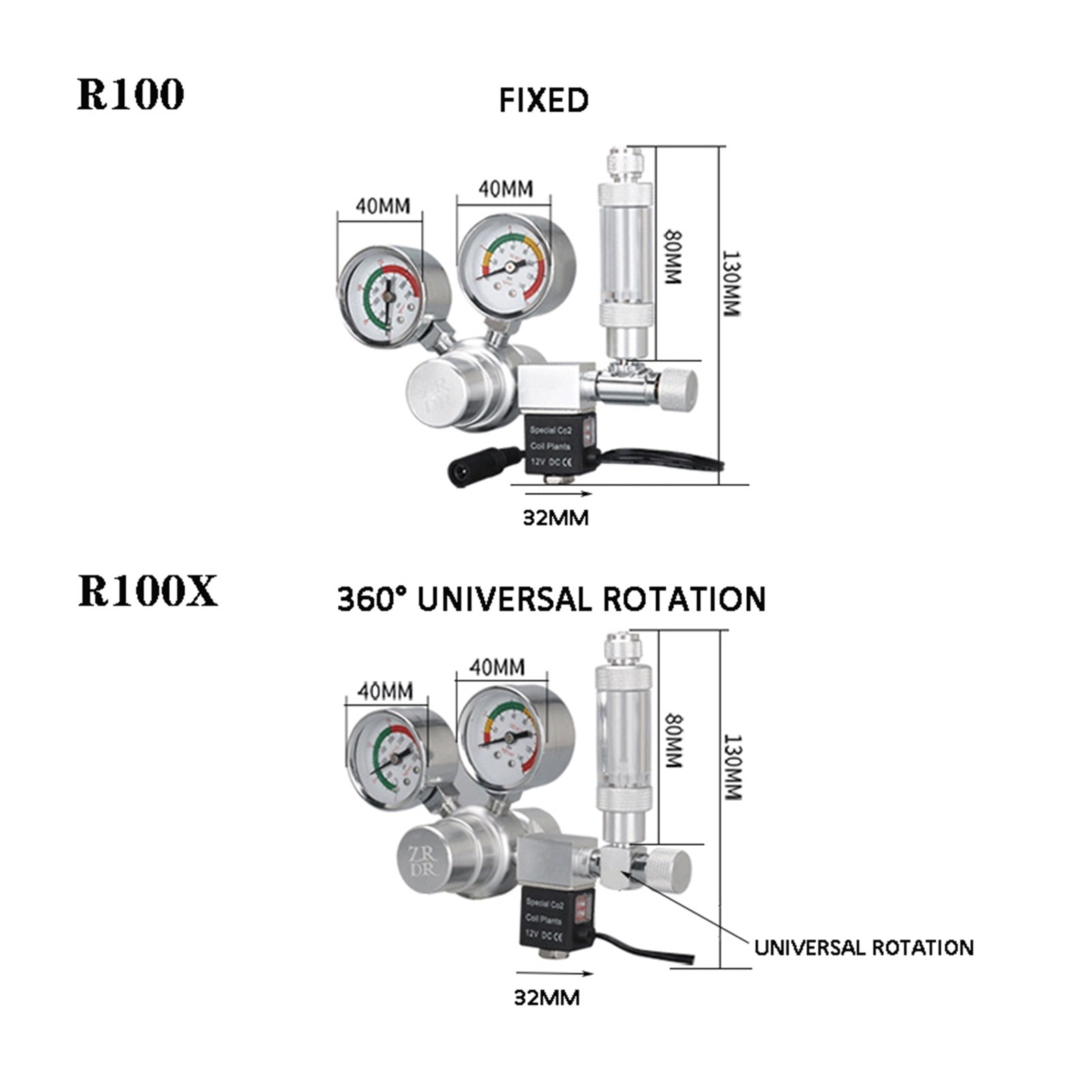 CO2 Regulator Fish Tank Carbon Dioxide Regulator Check Valve Solenoid ...