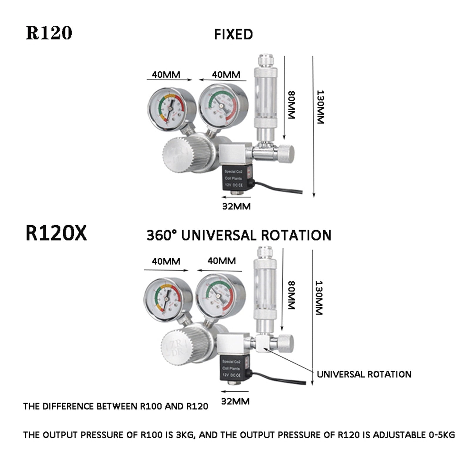 CO2 Regulator Fish Tank Carbon Dioxide Regulator Check Valve Solenoid ...