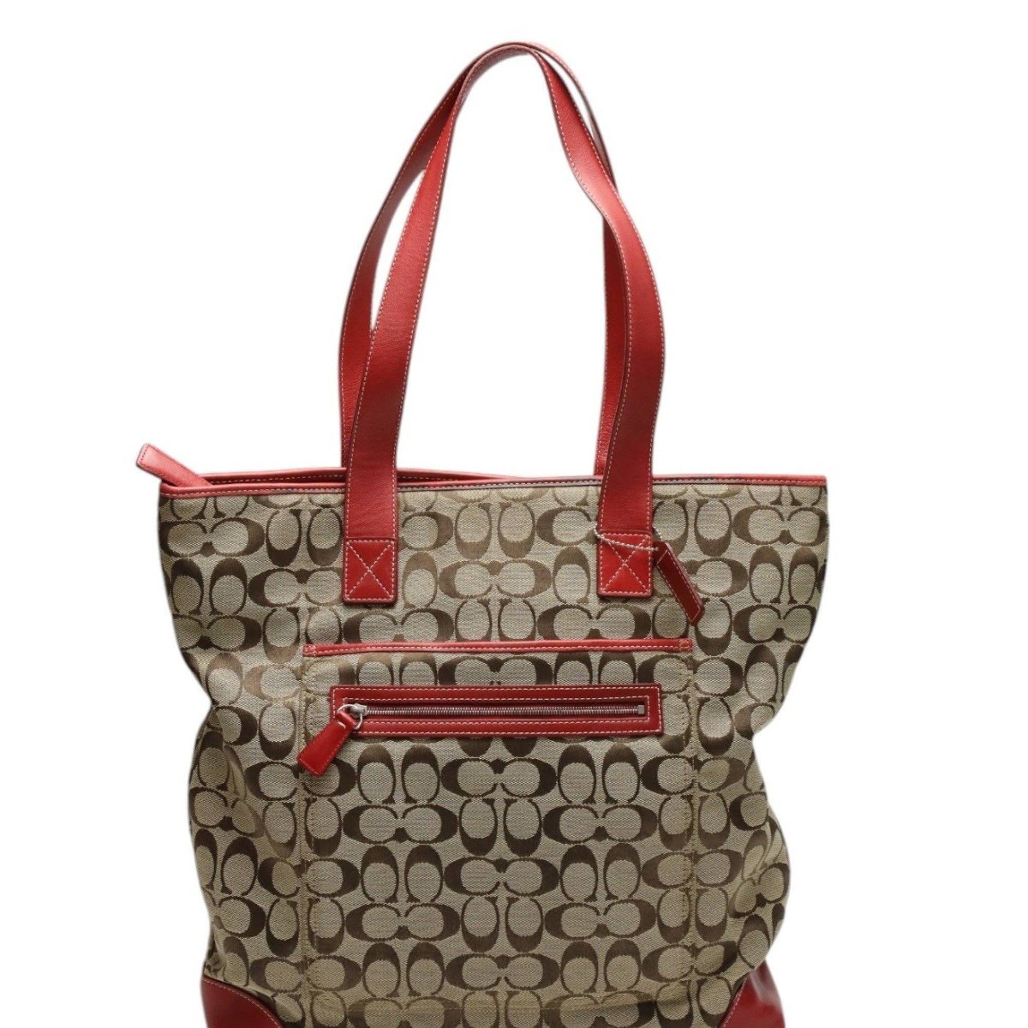 Pre-Owned COACH Bag Signature Canvas 6071 Red (Good) - Walmart.com