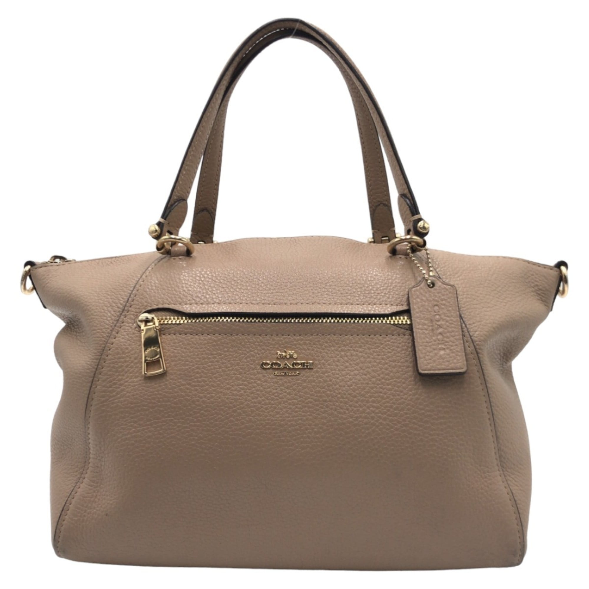 Pre-Owned COACH Beige Gold Hardware Leather 79997 Handbag Tote Bag for ...