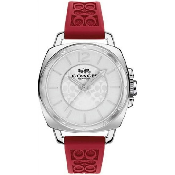 Coach 14503878 Boyfriend Silver Logo Dial Red Silicone Band Women's ...