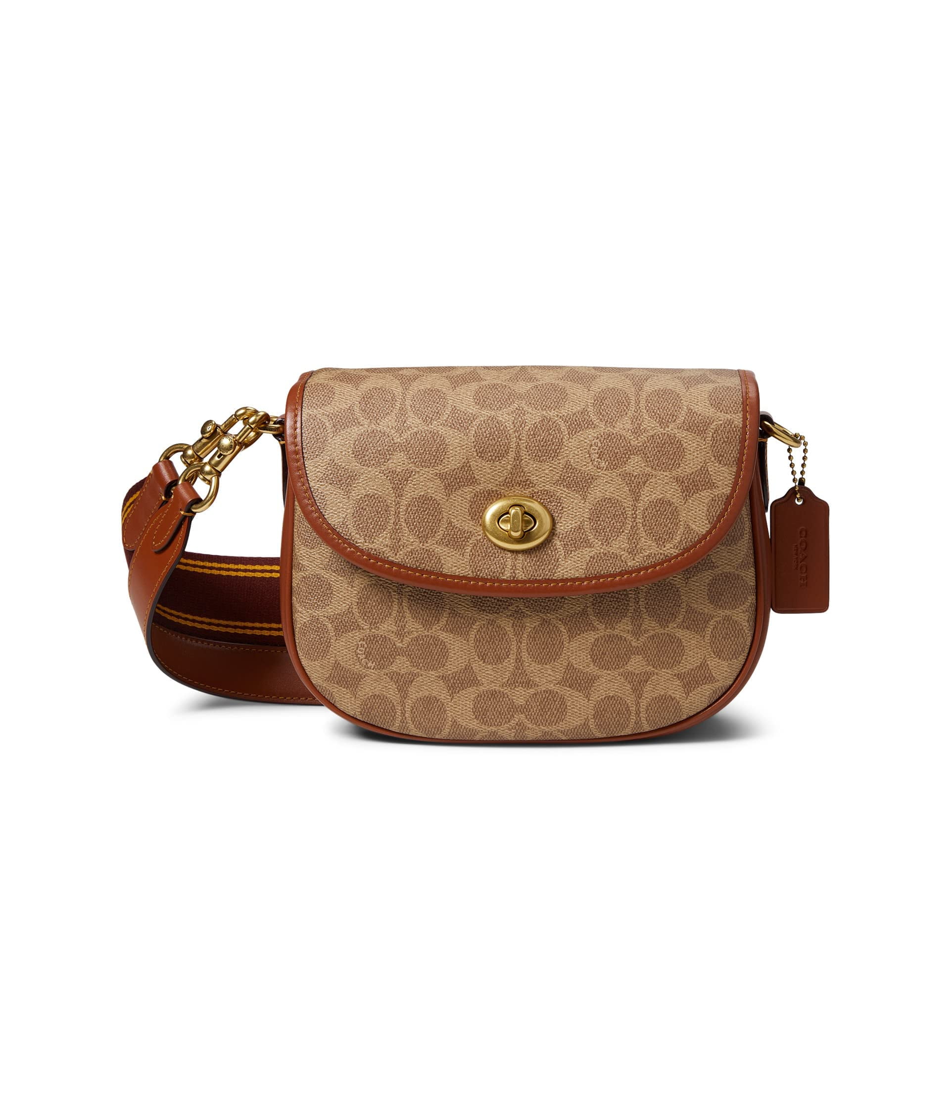 COACH Coated Canvas Signature Willow Saddle Bag Tan/Rust One Size ...