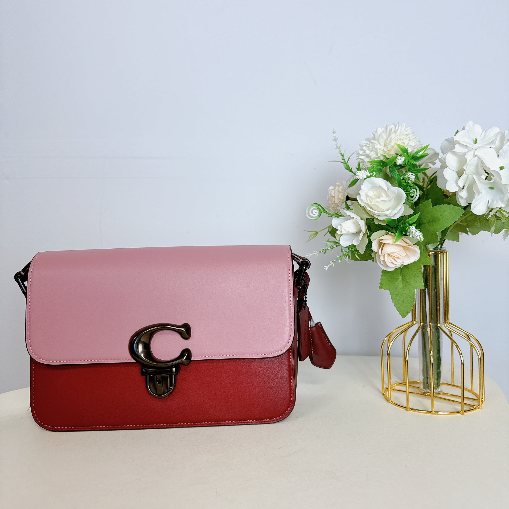 COACH Color-Block Leather Studio Shoulder Bag Pink Multi One Size ...