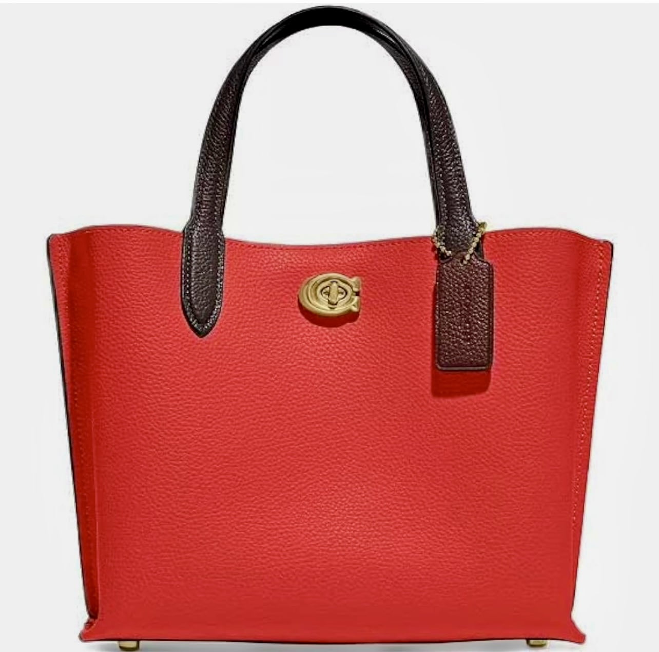 COACH Color-Block Leather Willow Tote Sport Red Multi One Size ...