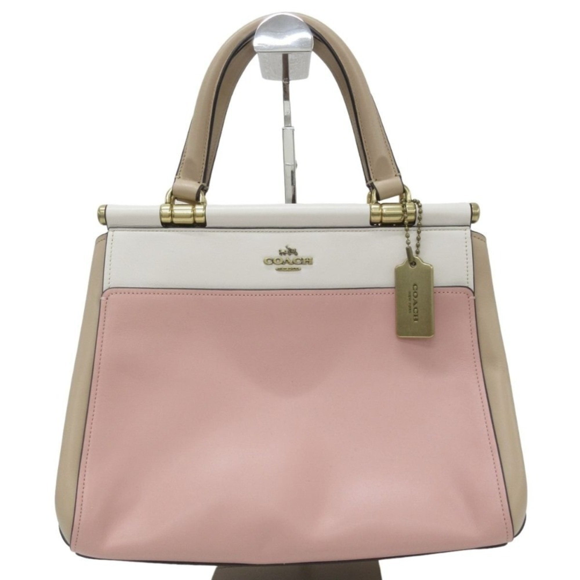 Pre-Owned COACH Grace Color Block Leather 2WAY Handbag Shoulder Bag ...