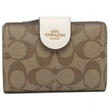 COACH Medium Corner Zip Wallet In Signature Canvas, Chalk - Walmart.com