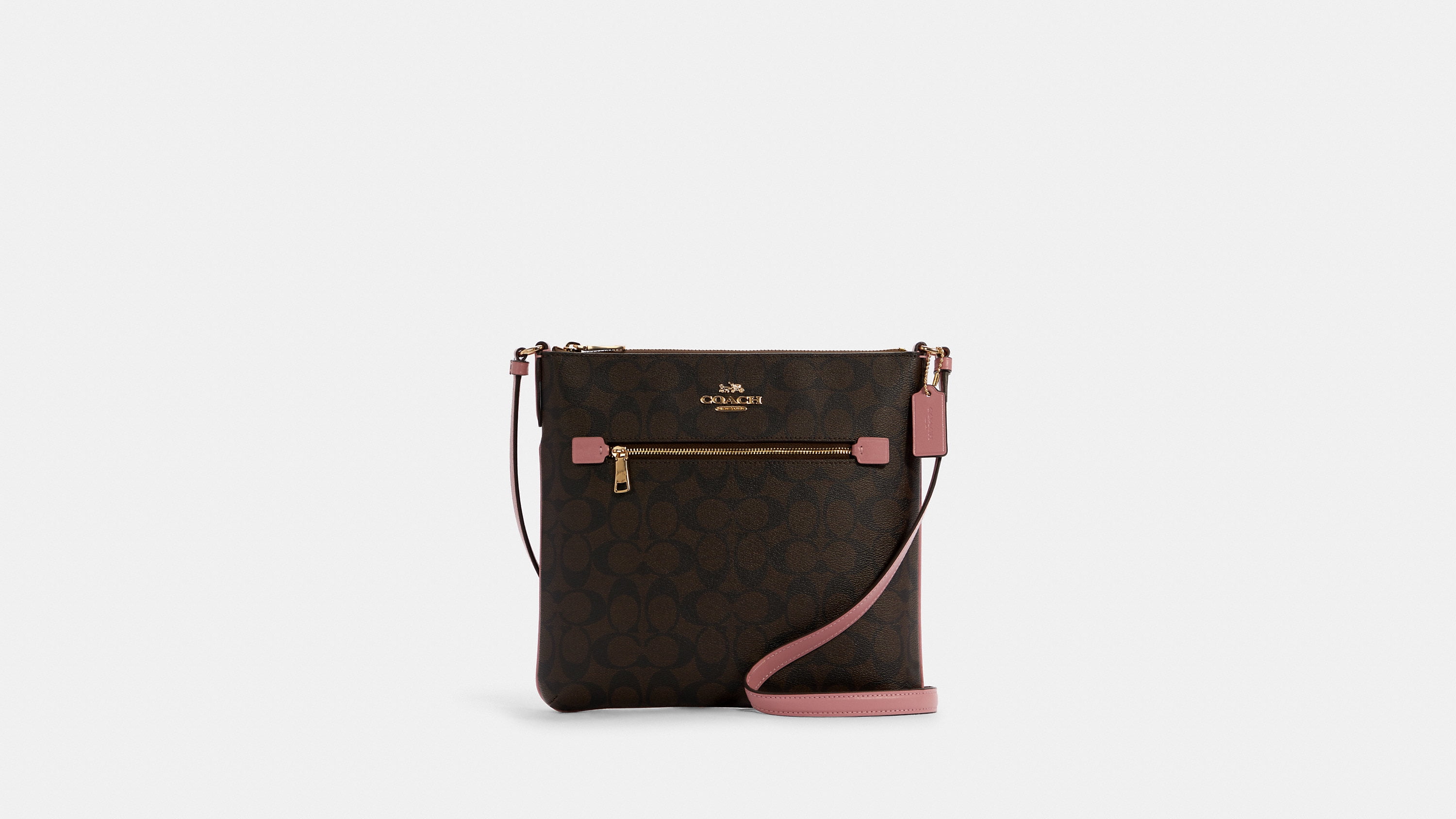 COACH Rowan File Bag In Signature Canvas in Brown/True Pink - Walmart.com