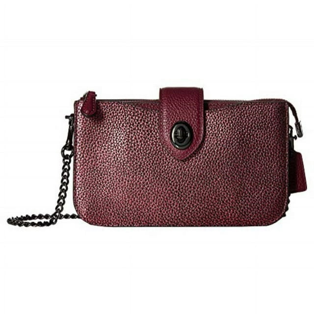 COACH Women's Metallic Color Block Turnlock Crossbody Gm/Metallic Berry ...