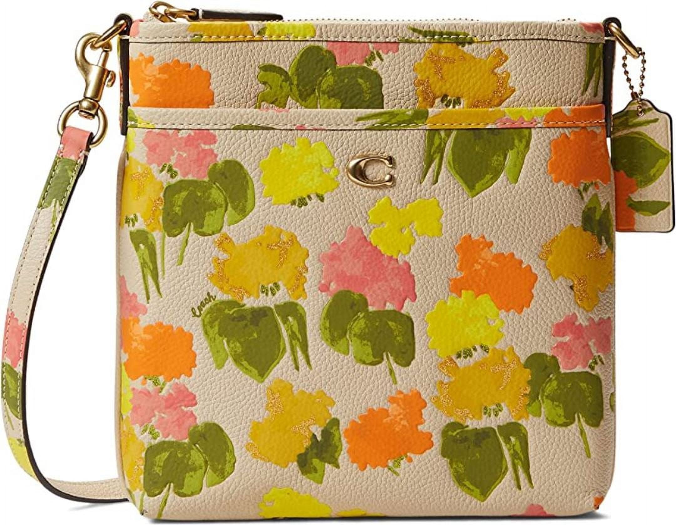 COACH Womens Floral Printed Pebble Leather Kitt Shoulder Handbag ...