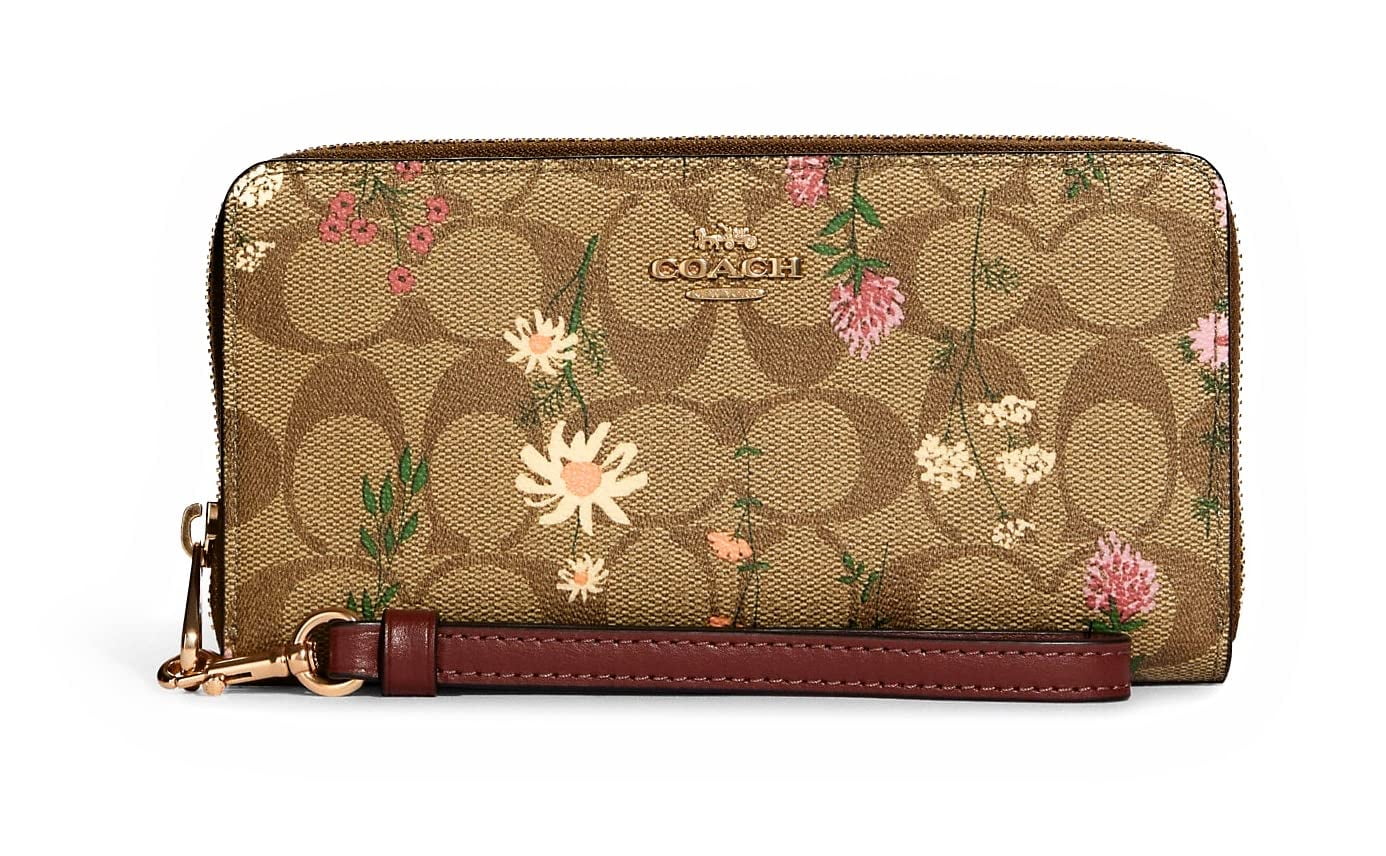 COACH Womens Long Zip Around Wallet In Signature Canvas With Strap (IM ...