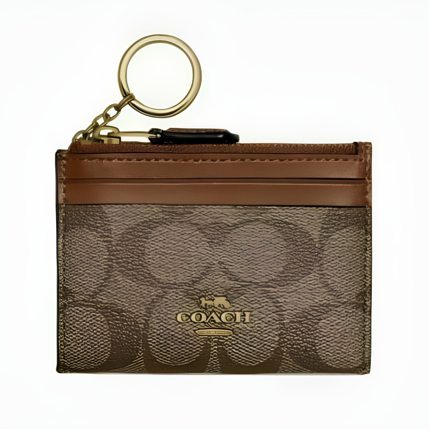 COACH Mini Skinny ID Case, Corner Zip Keychain, Card Coin Canvas Wallet ...