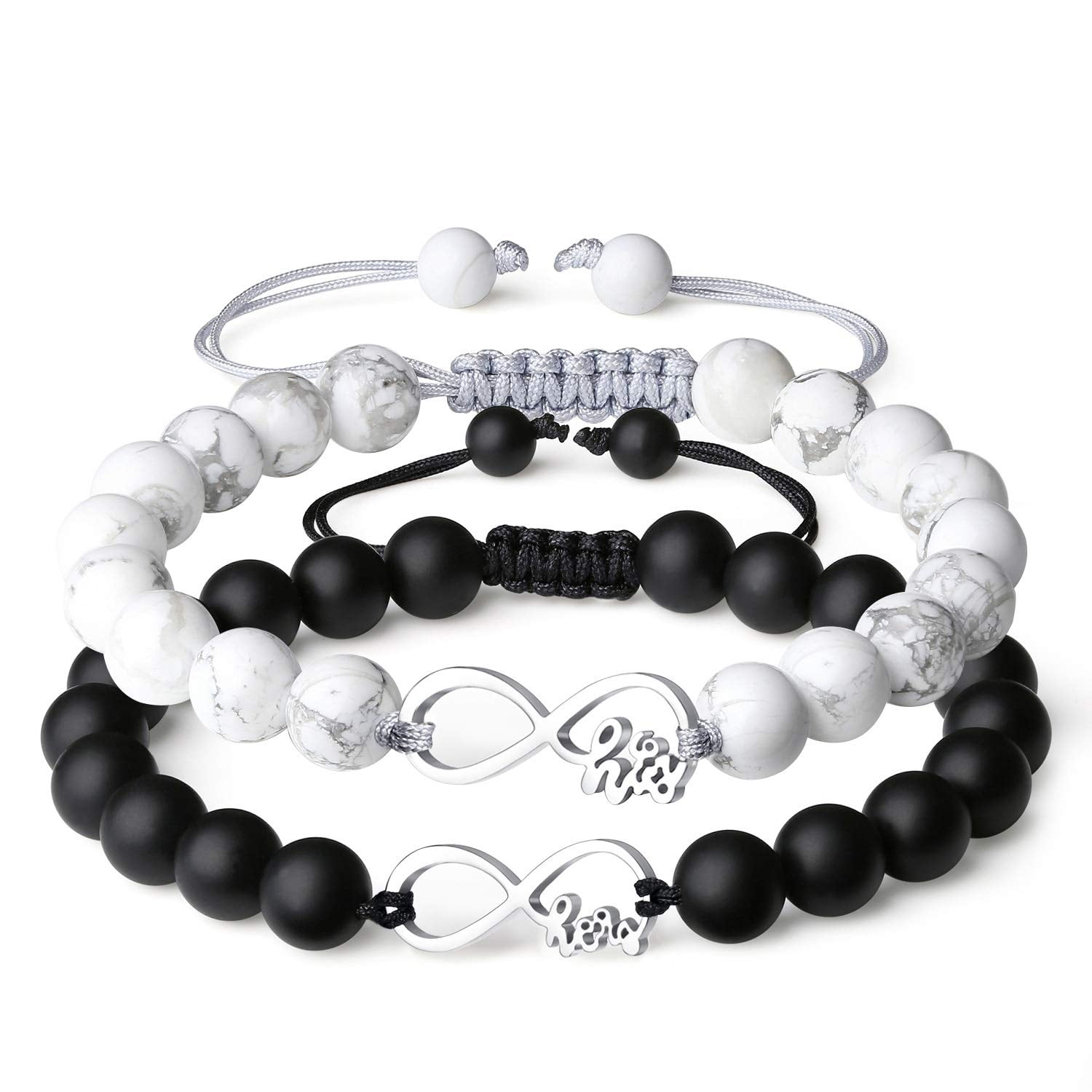 COAI His and Hers Infinity Howlite Onyx Stone Matching Couples ...
