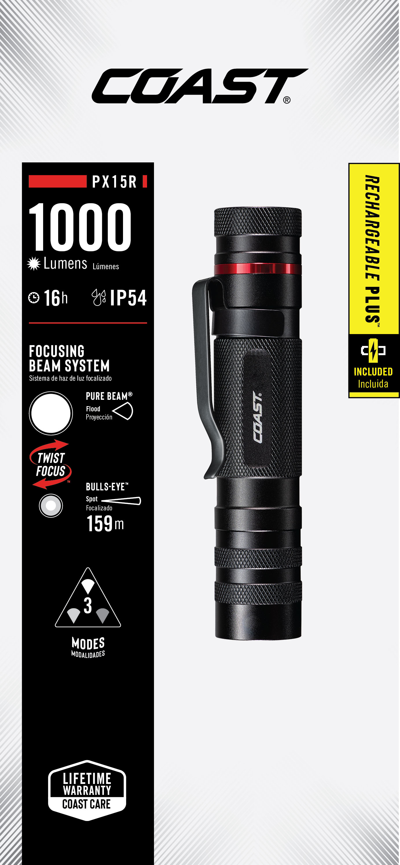 Coast Px1 Led Flashlight, Pure Beam Focusing, Black - Walmart.com