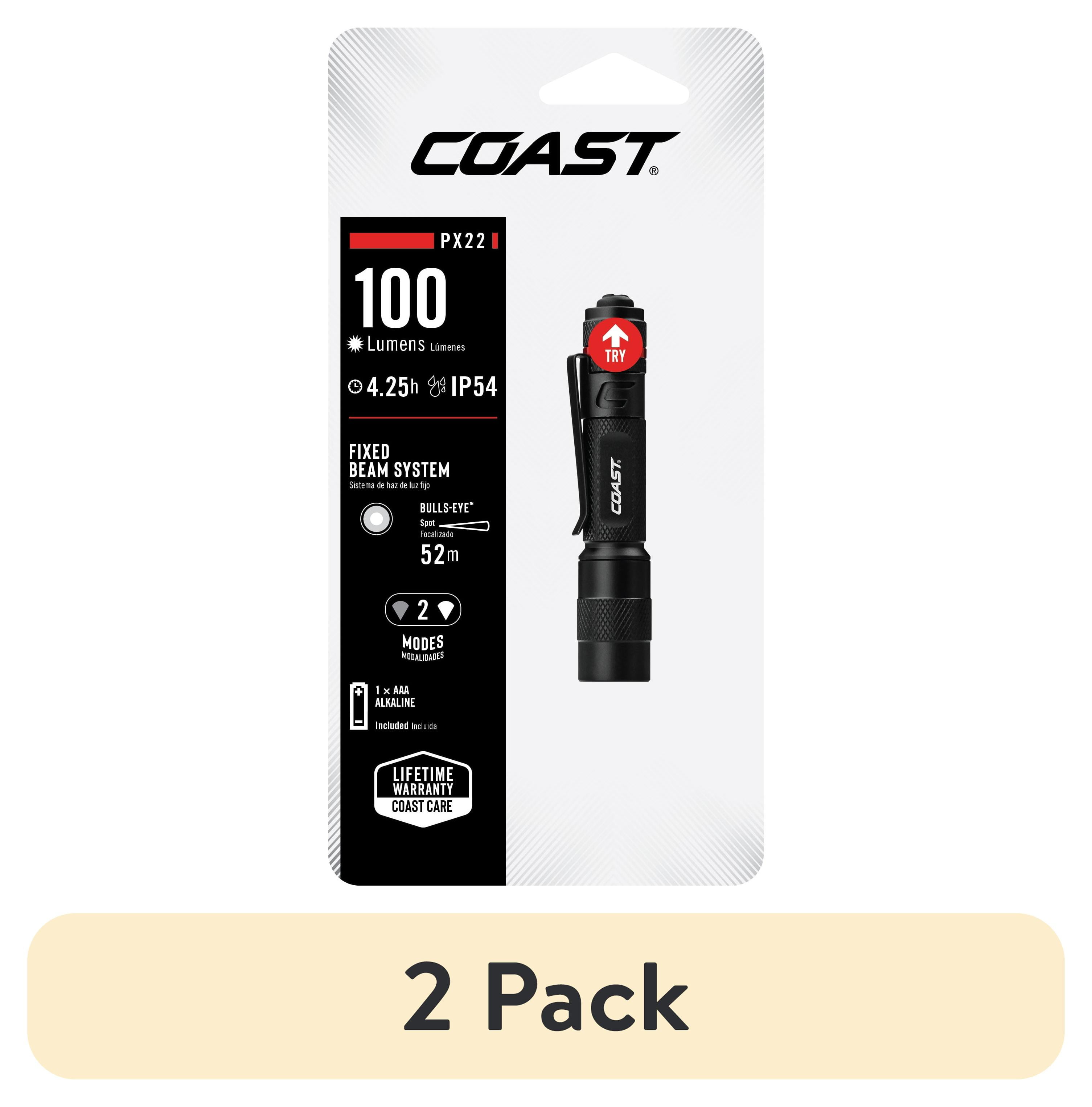 (2 pack) COAST PX22 100 Lumen Alkaline Power IP54 Rated LED Flashlight ...
