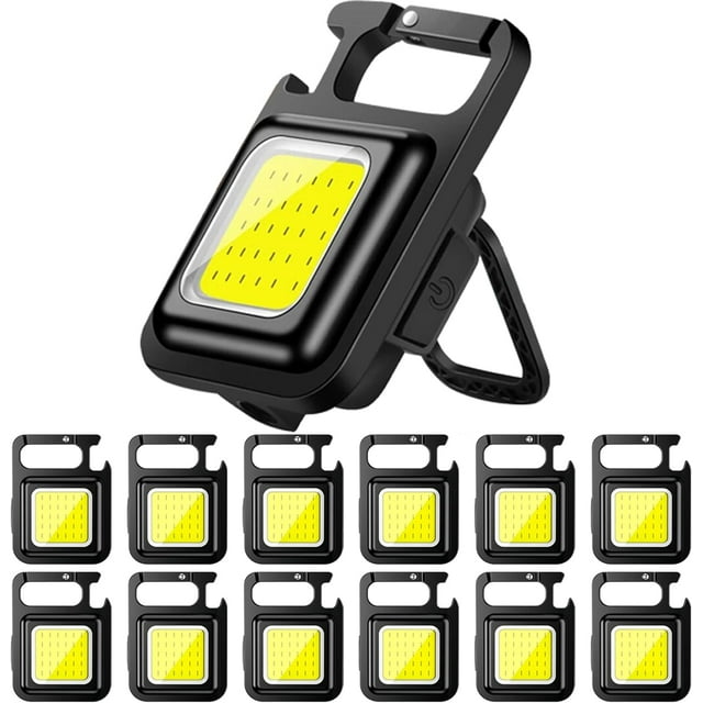 COB Keychain Work Light (12 Pack) - Mini Keychain Light High Lumens Rechargeable Flashlight ...