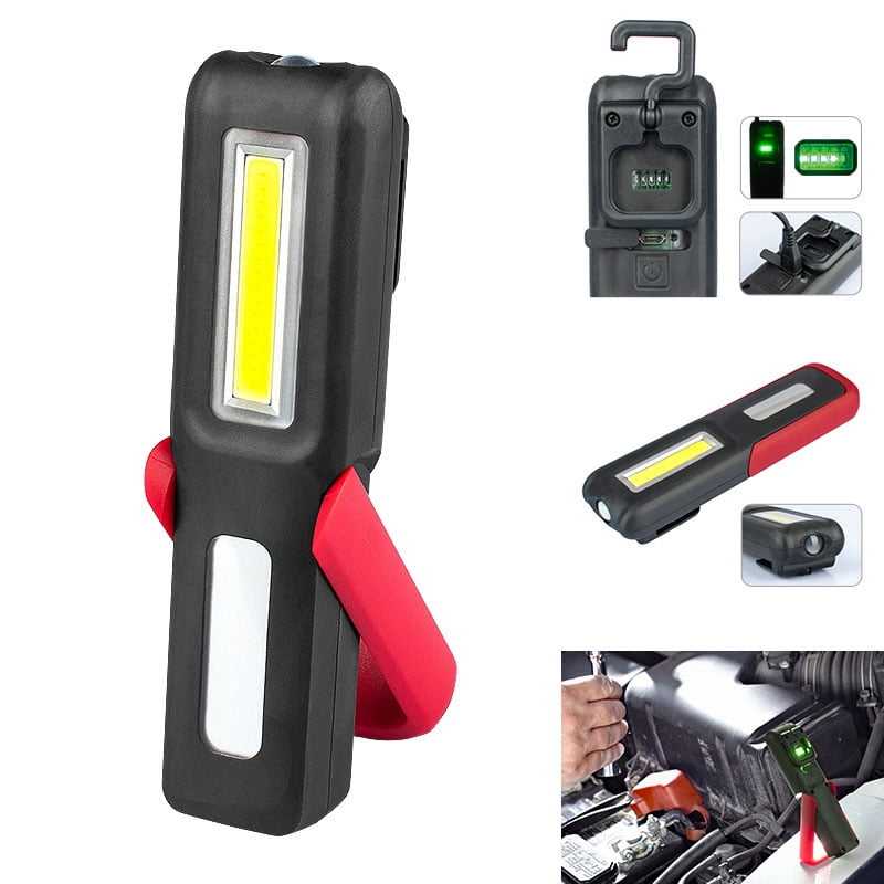 COB LED Flashlight Work Inspection Light USB Rechargeable Hanging Torch ...