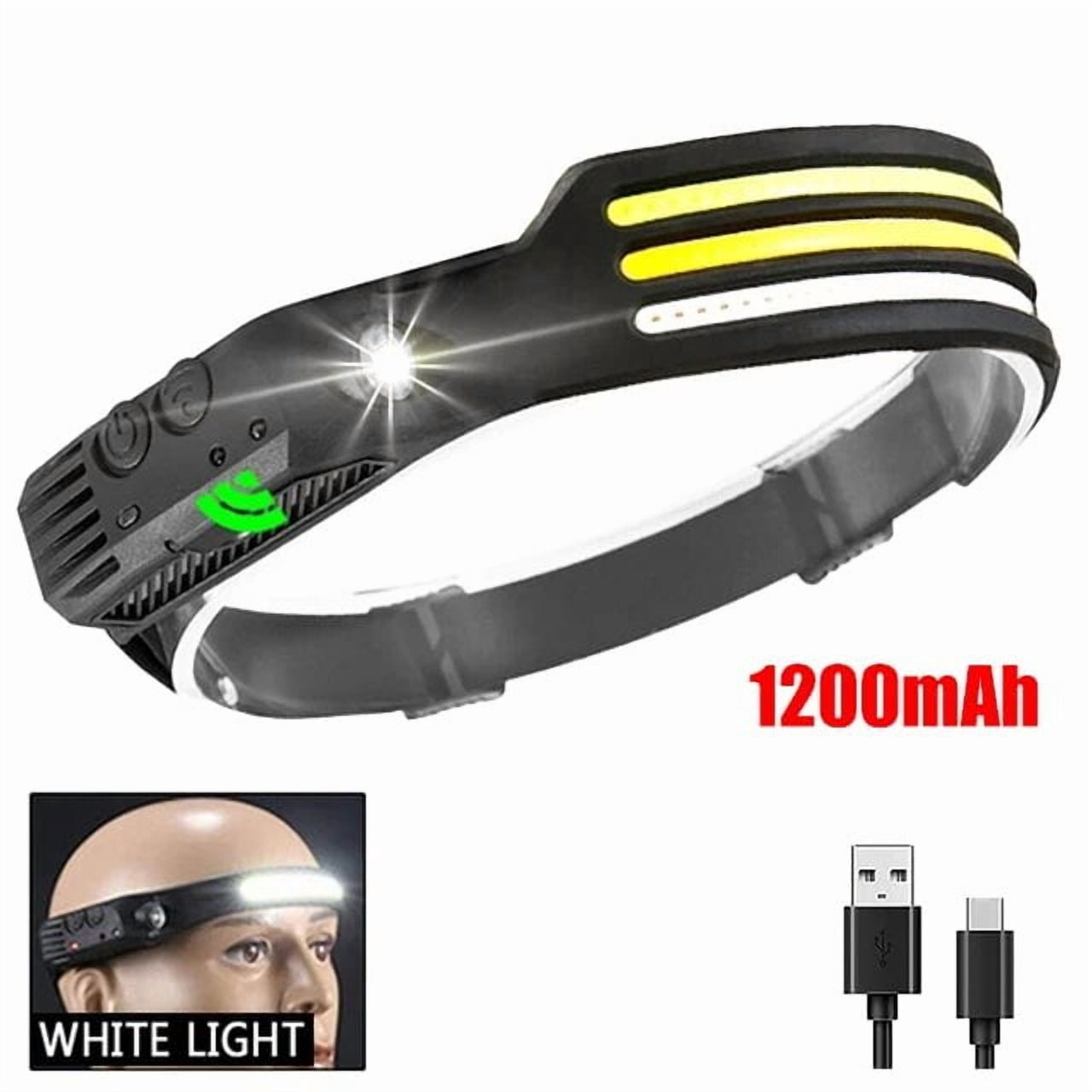 COB LED Headlamp Induction Head Lamp Built-in Battery USB Rechargeable ...
