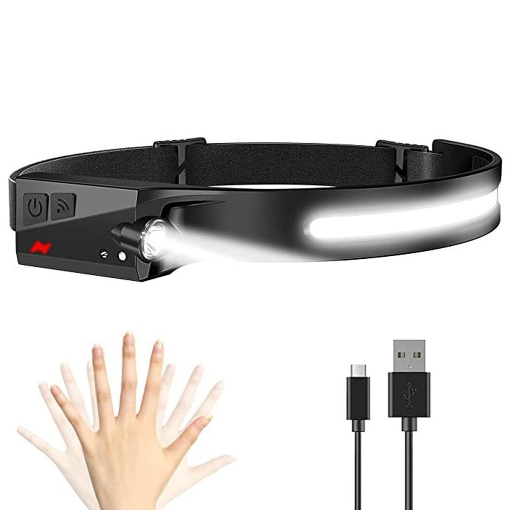 COB LED Headlamp Rechargeable USB Headlight 350 Lumens IPX5 Waterproof ...