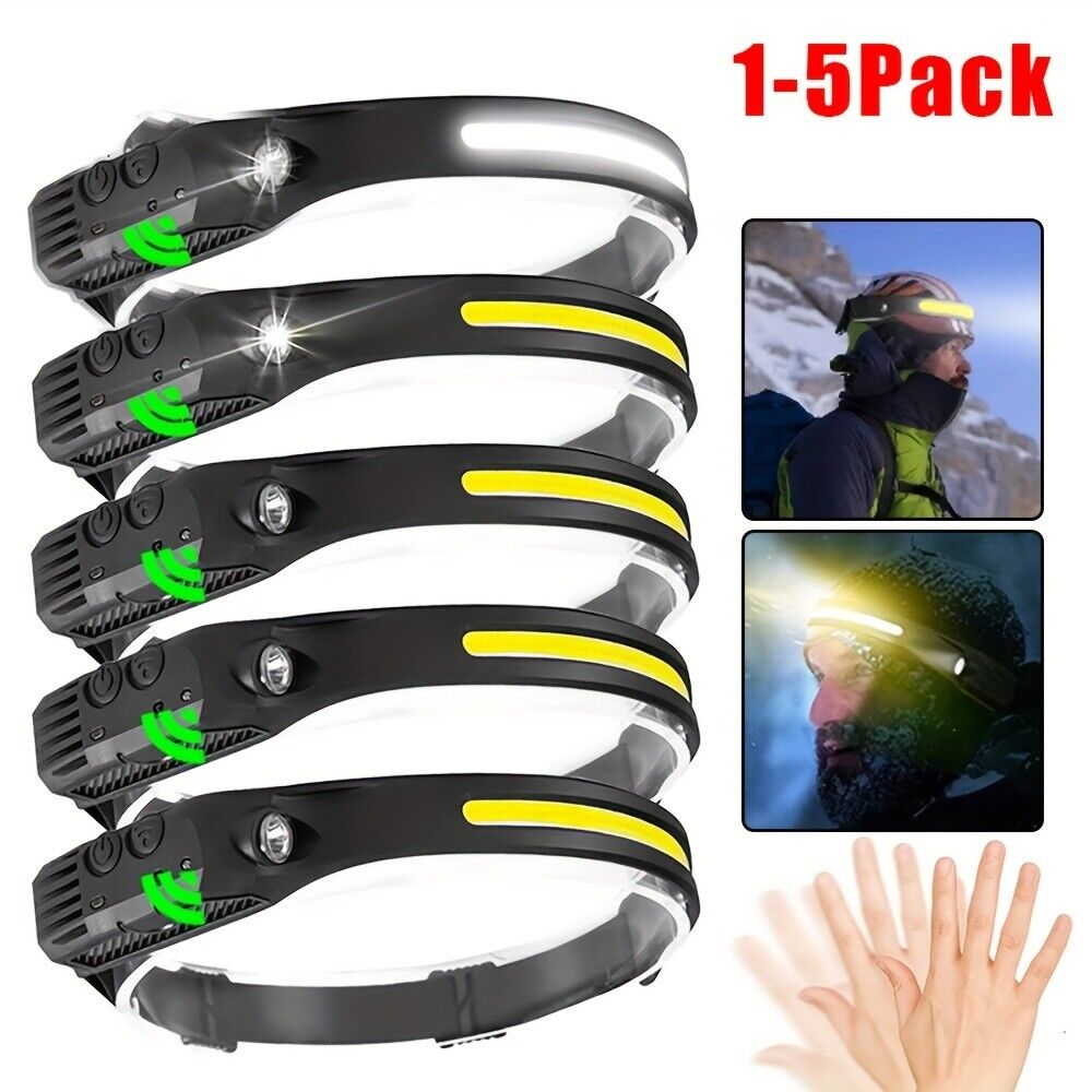 COB LED Headlamp USB Rechargeable Headlight Torch Work Light Bar Head Band Lamp - Walmart.com