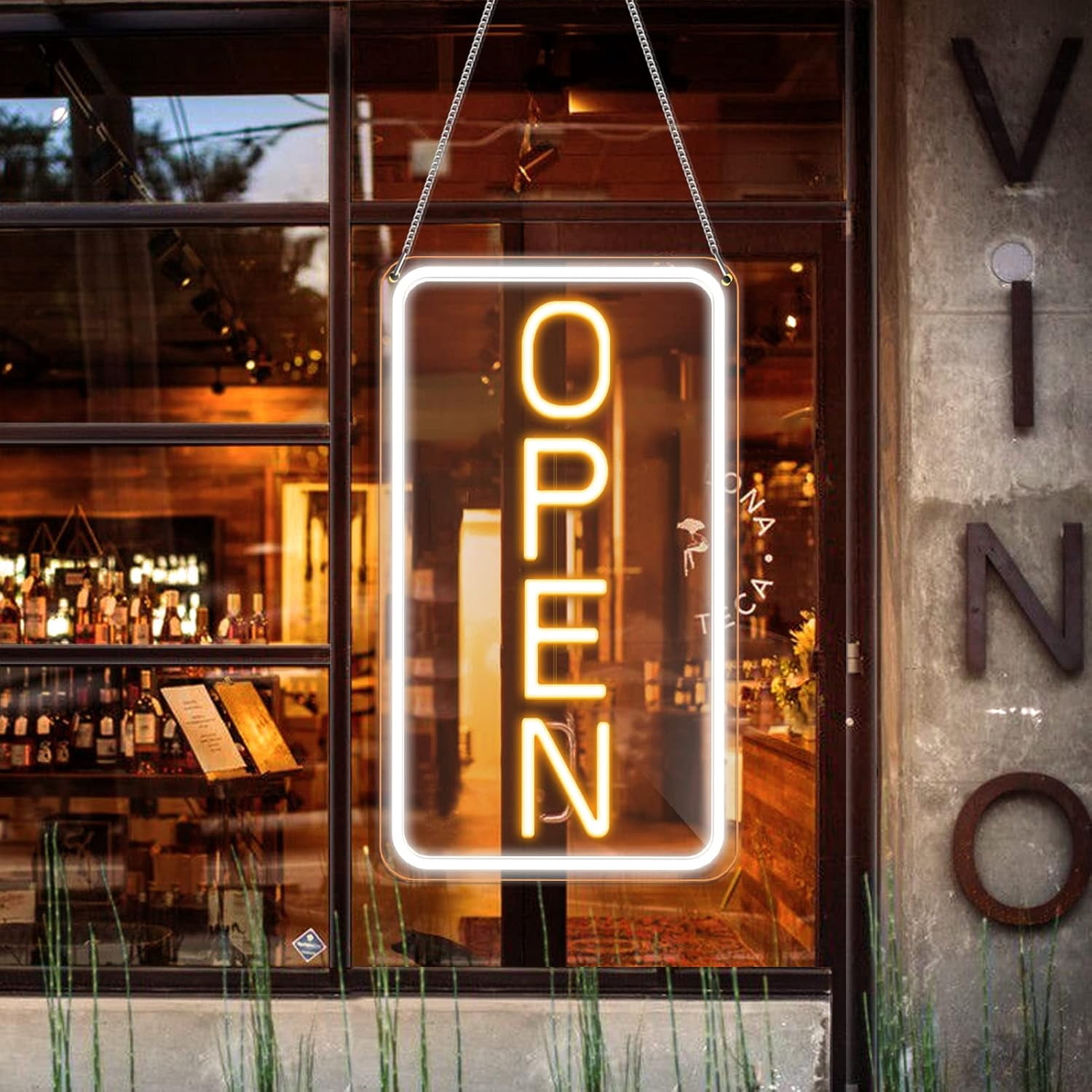 COB LED Neon Open Sign Vertical, 16"x 9"New Electric Signs, Ultra ...