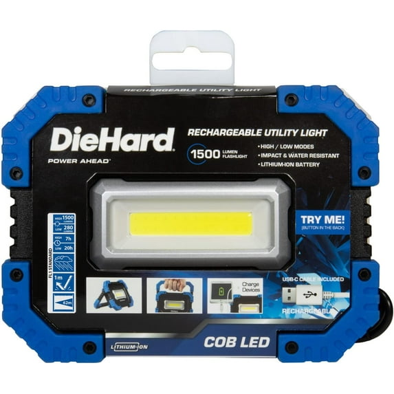 COB LED Rechargeable Utility Work Light & Power Bank, Water-Resistant ...