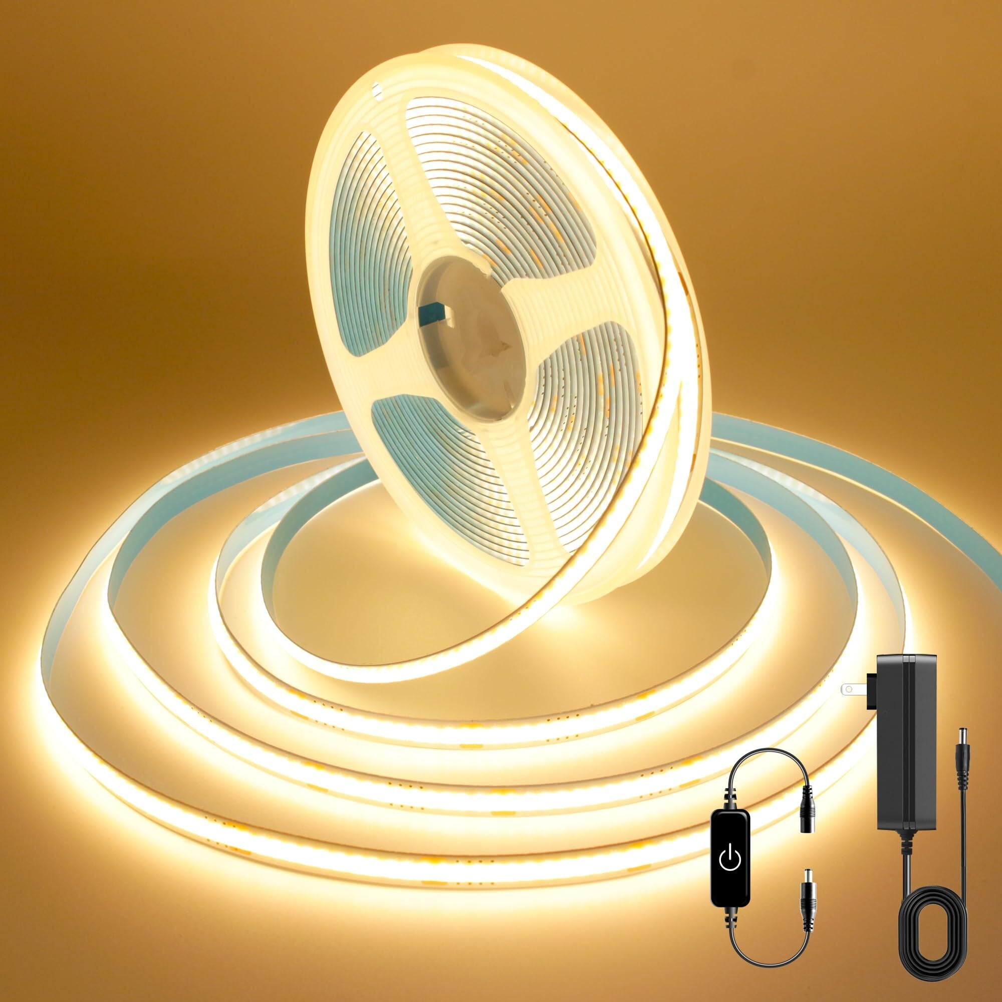 COB LED Strip, 16.4ft Warm White COB LED Strip, Dimmable LED Strip ...