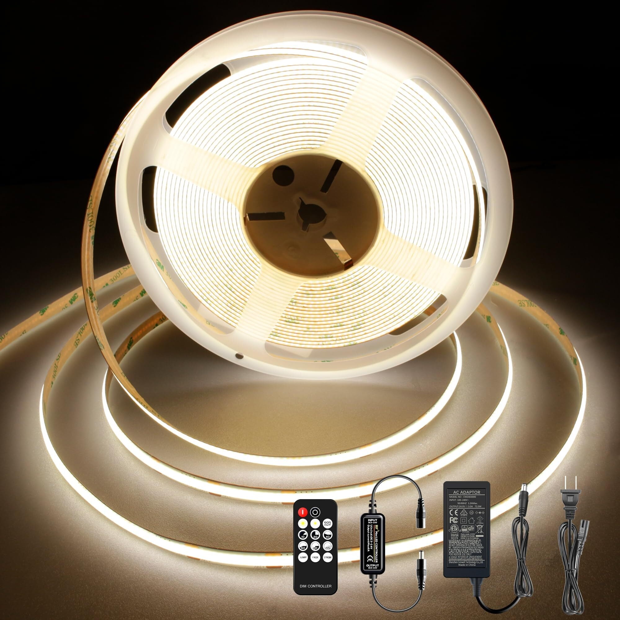 COB LED Strip Light,LED Strip Light,3M/9.84ft,Touch Dimmable LED Strip ...