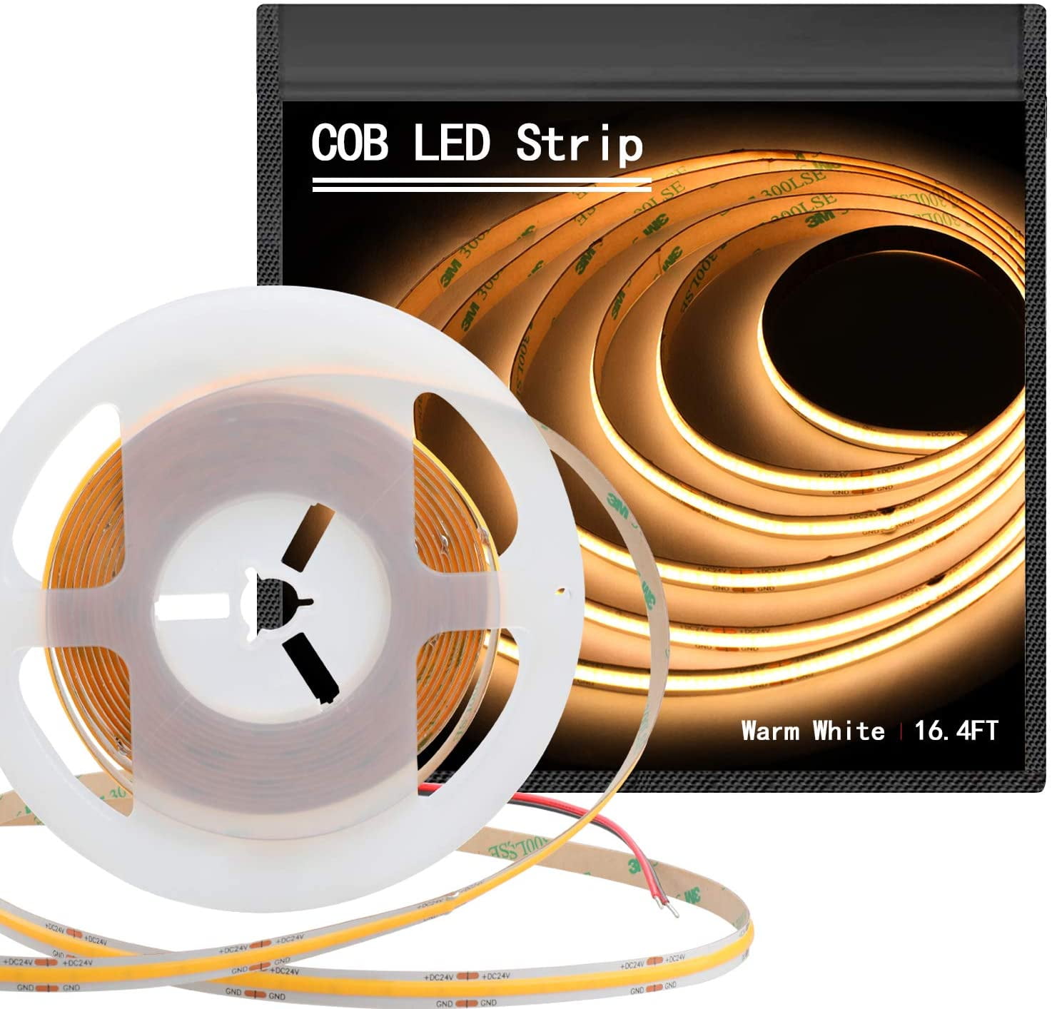 COB LED Strip Lights, 5m/16.4ft Flexible COB Led Light Strip, Warm ...