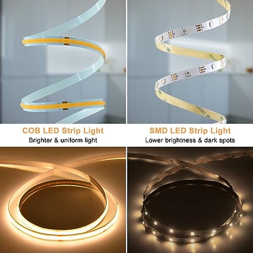 COB LED Strip Lights Battery Powered, 6.6ft 640 LED Light Strip ...