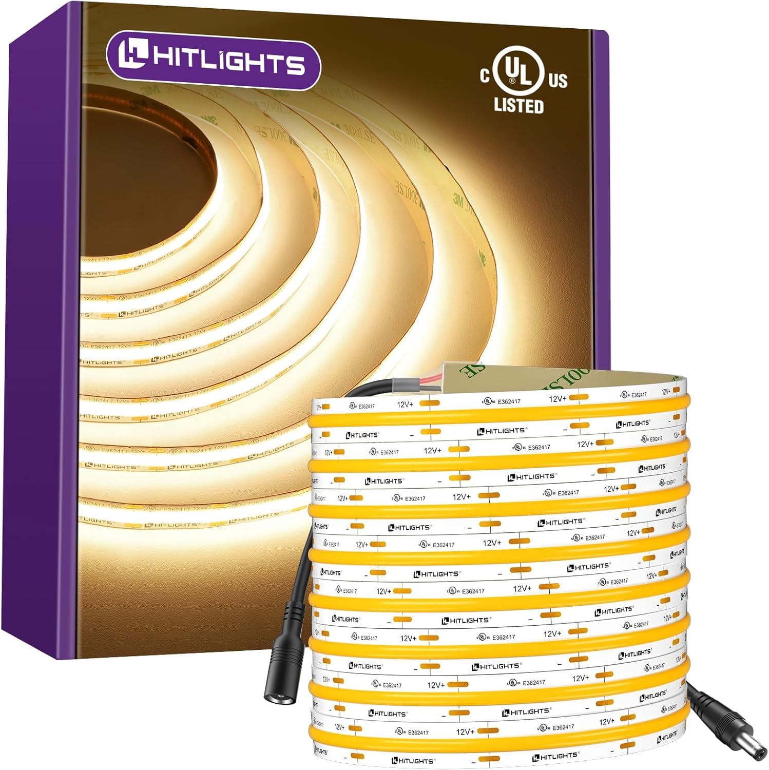 COB LED Strip Lights Warm White, 12V Tape Light 3000K 16.4ft, 2640 LEDs ...
