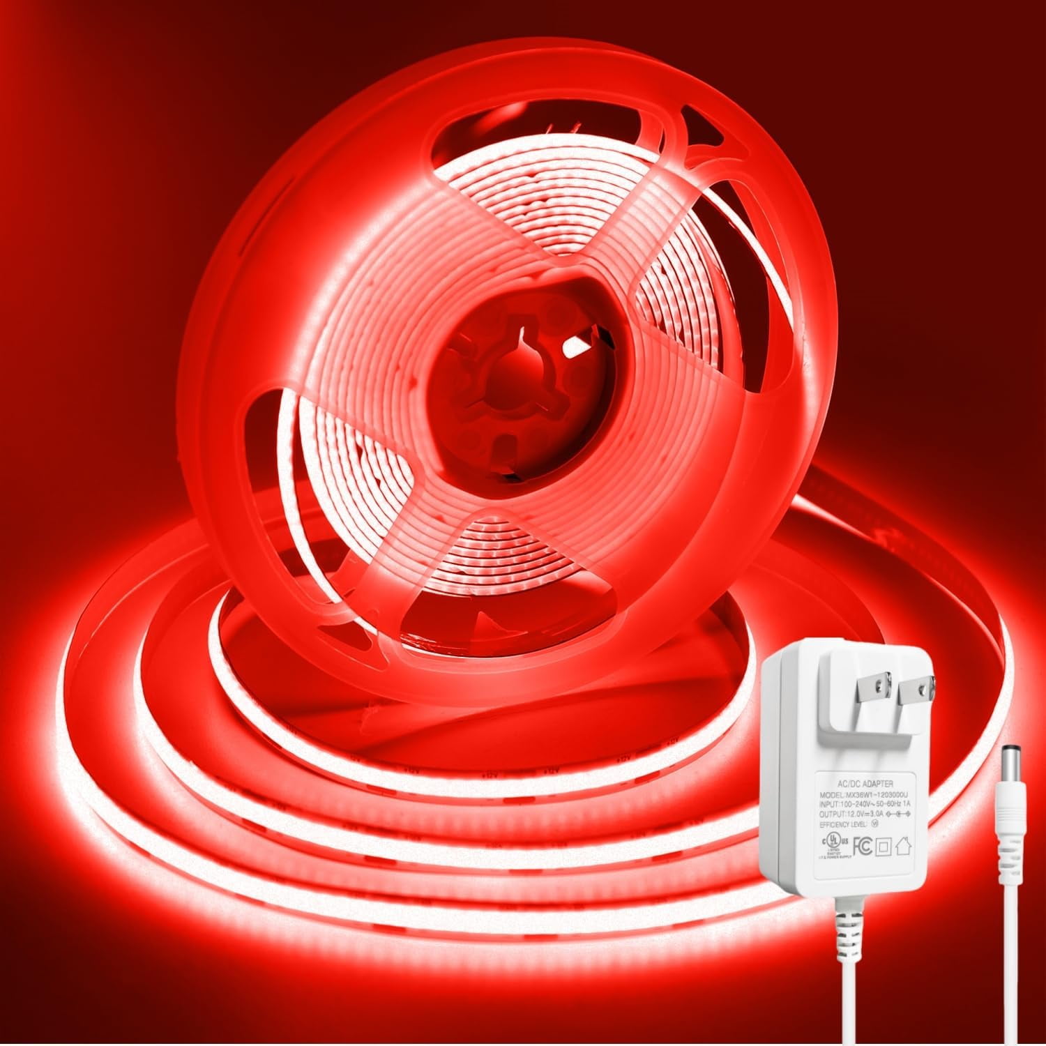 COB Led Strip Lights Red, 16.5FT/5M 12V Cob Led Tape Lights 320Leds/M ...