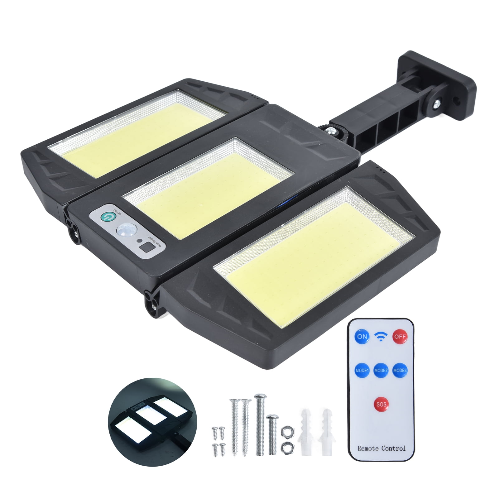 COB Solar Light Motion Sensor Remote Control Street Lamp Outdoor IP65 ...