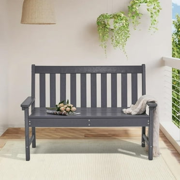 Dextrus All-Weather Garden Bench, Durable White Outdoor Seating for 2-3 ...