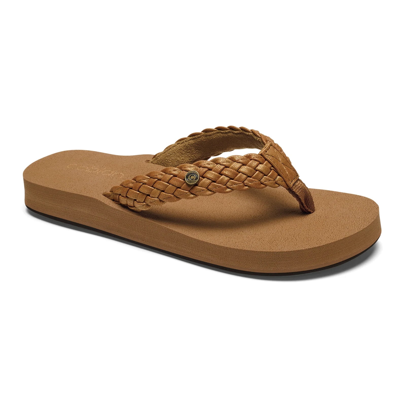 COBIAN Adult Female Braided Bounce Flip Flop Sandals, Color: Chestnut ...