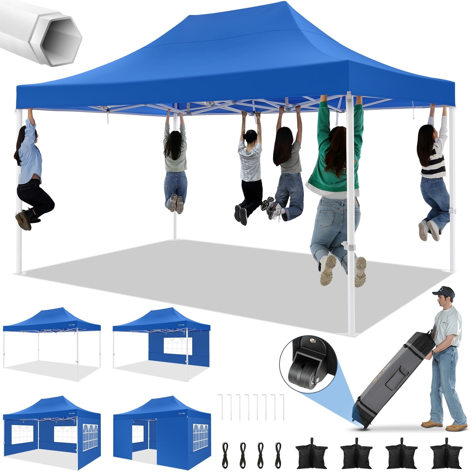 COBIZ 10x15 Canopy Tent with 4 Sidewalls,Heavy Duty Pop Up Canopy Tent ...