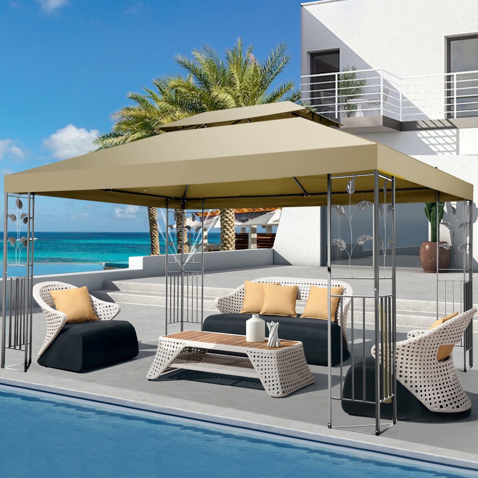 COBIZI 10'x 13' Metal Patio Gazebo, Outdoor Gazebo Canopy Tent for ...