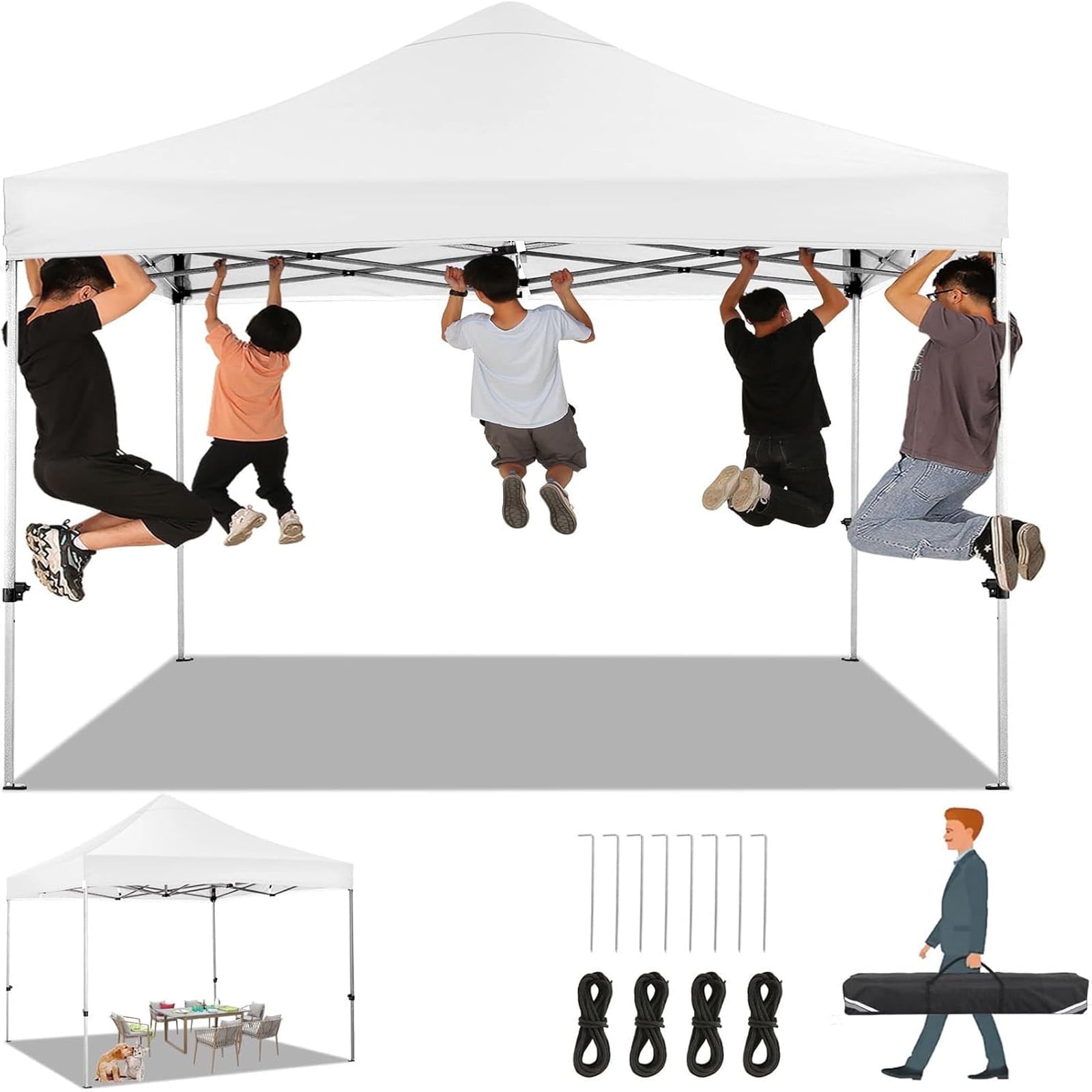 COBIZI 10x10 Heavy Duty Pop-up Canopy Tent with Adjustable Height, UPF ...