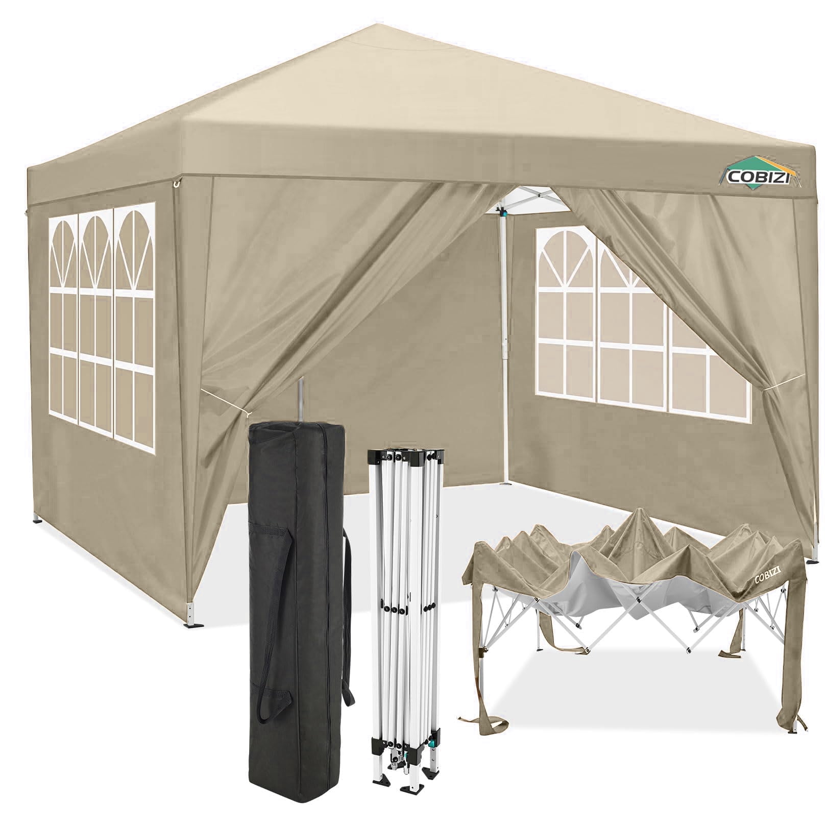 COBIZI 10'x10' ft Popup Canopy Waterproof Canopy with 4 Sidewalls ...