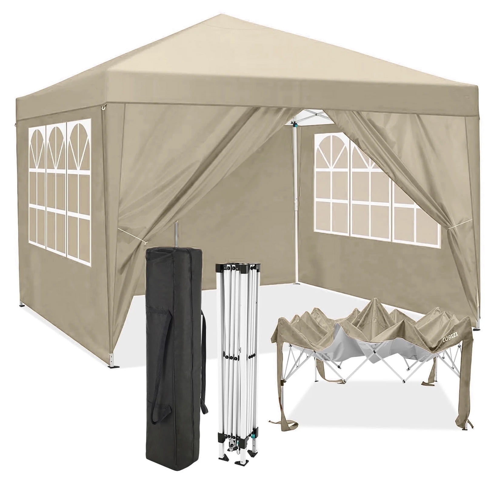 COBIZI 10'x10' Pop Up Canopy Tent with 4 Sidewalls, Waterproof, UV ...