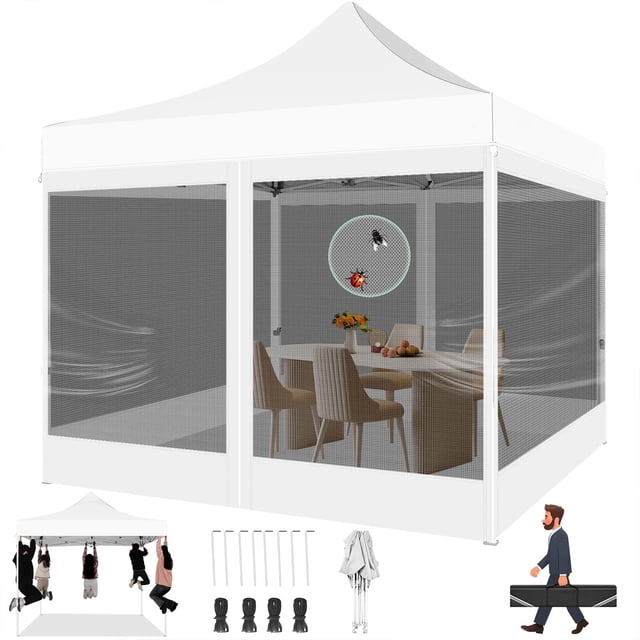 COBIZI 10X10 Heavy Duty Pop up Canopy with Mosquito Net,Instant Outdoor ...