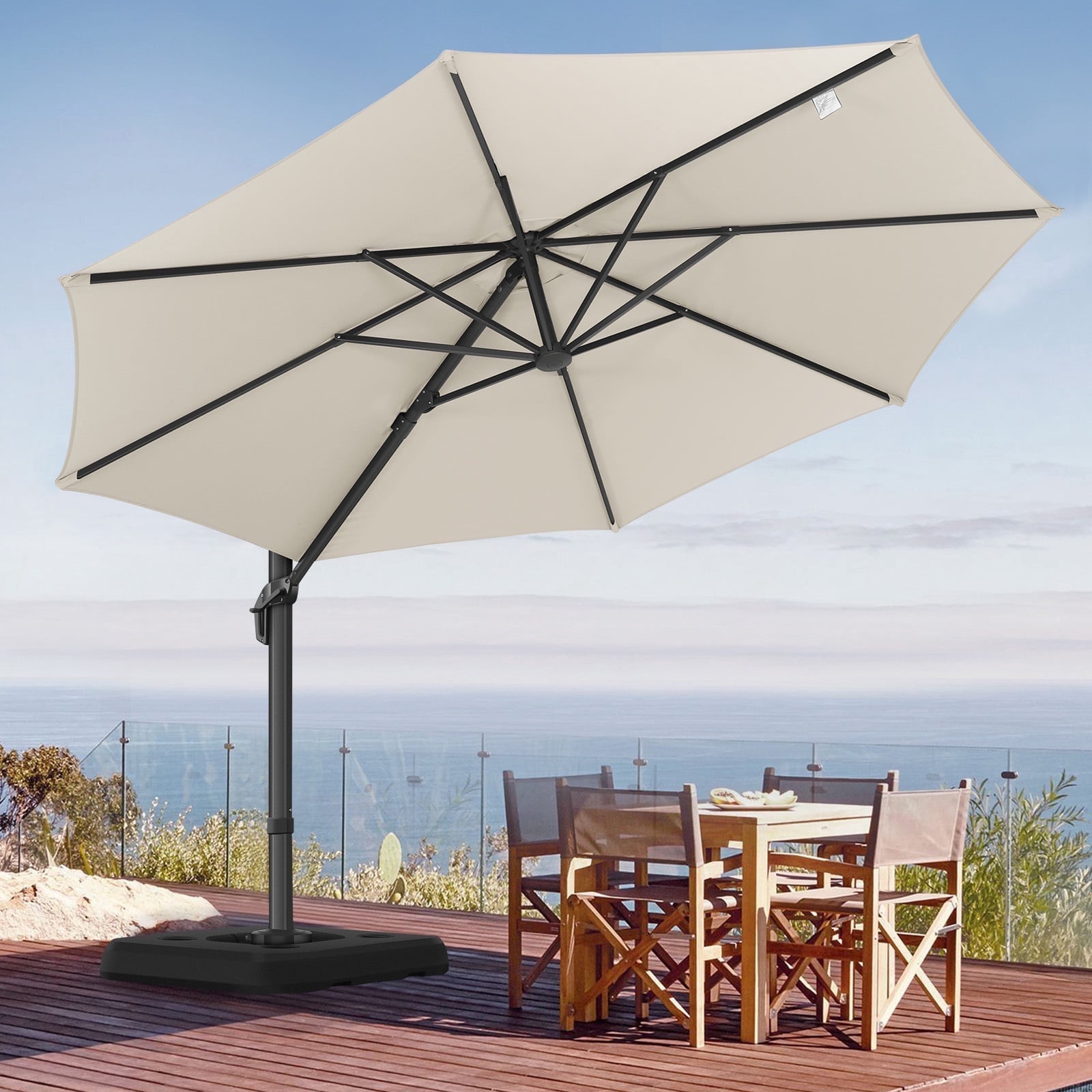 COBIZI 10ft Offset Hanging Market Patio Umbrella with Easy Tilt ...