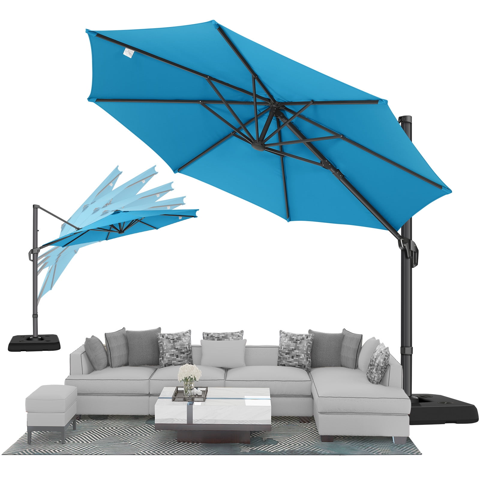 COBIZI 10ft Patio Umbrella Outdoor Cantilever Round Umbrella Aluminum ...