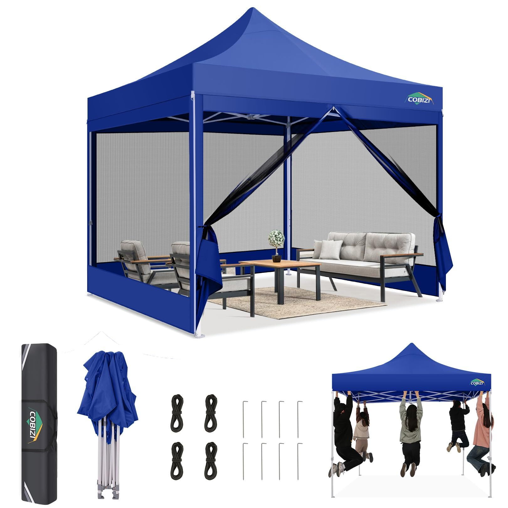 COBIZI 10x10 Canopy Tent, Heavy Duty Pop up Canopy with Sidewalls ...